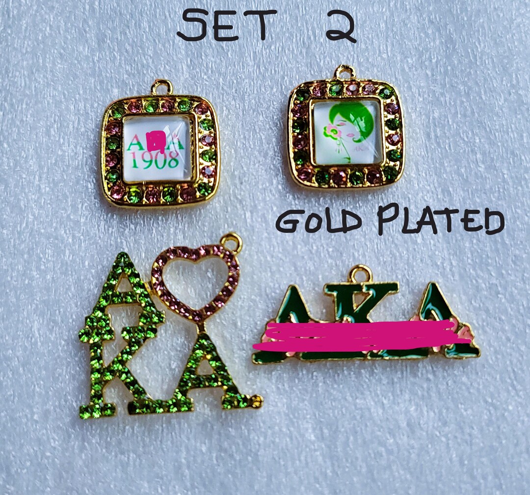 Sale 4pcs Beautiful, Good Quality, GOLD Plated Charms of AKA Sorority ...