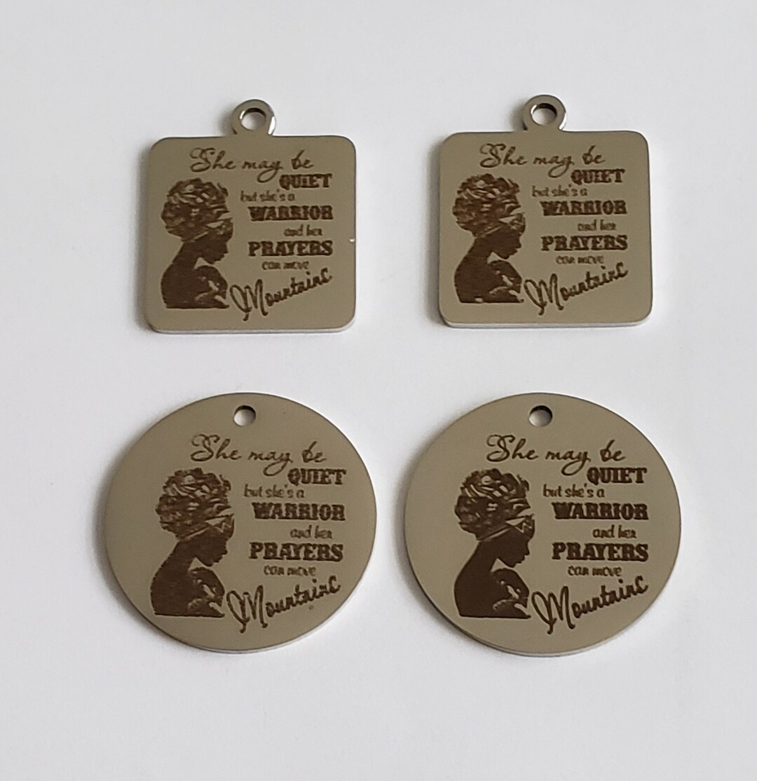 Engraved Stainless Steel Charm: Warrior Woman, Encouragement Pendant - Etsy