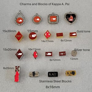 Kappa Alpha Psi Blocks/charms With Stainless Steel & Enamel Greek ...