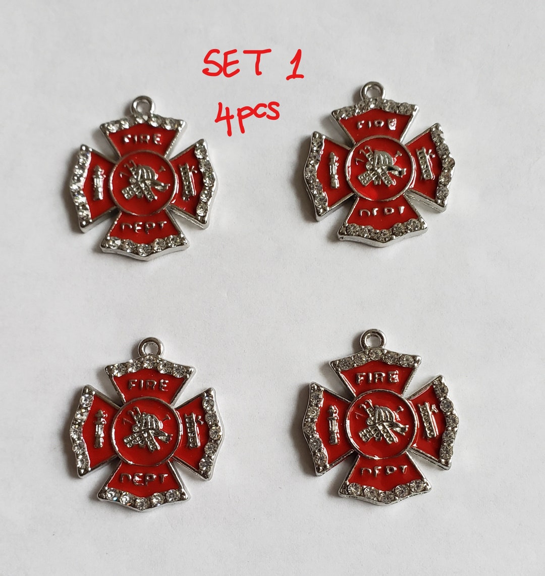 Fire Department Charms: Red Enamel Firefighter Jewelry Supplies - Etsy