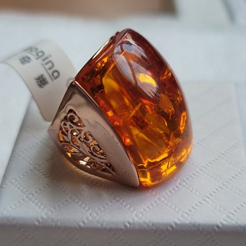 Amber Engagement Ring - Etsy