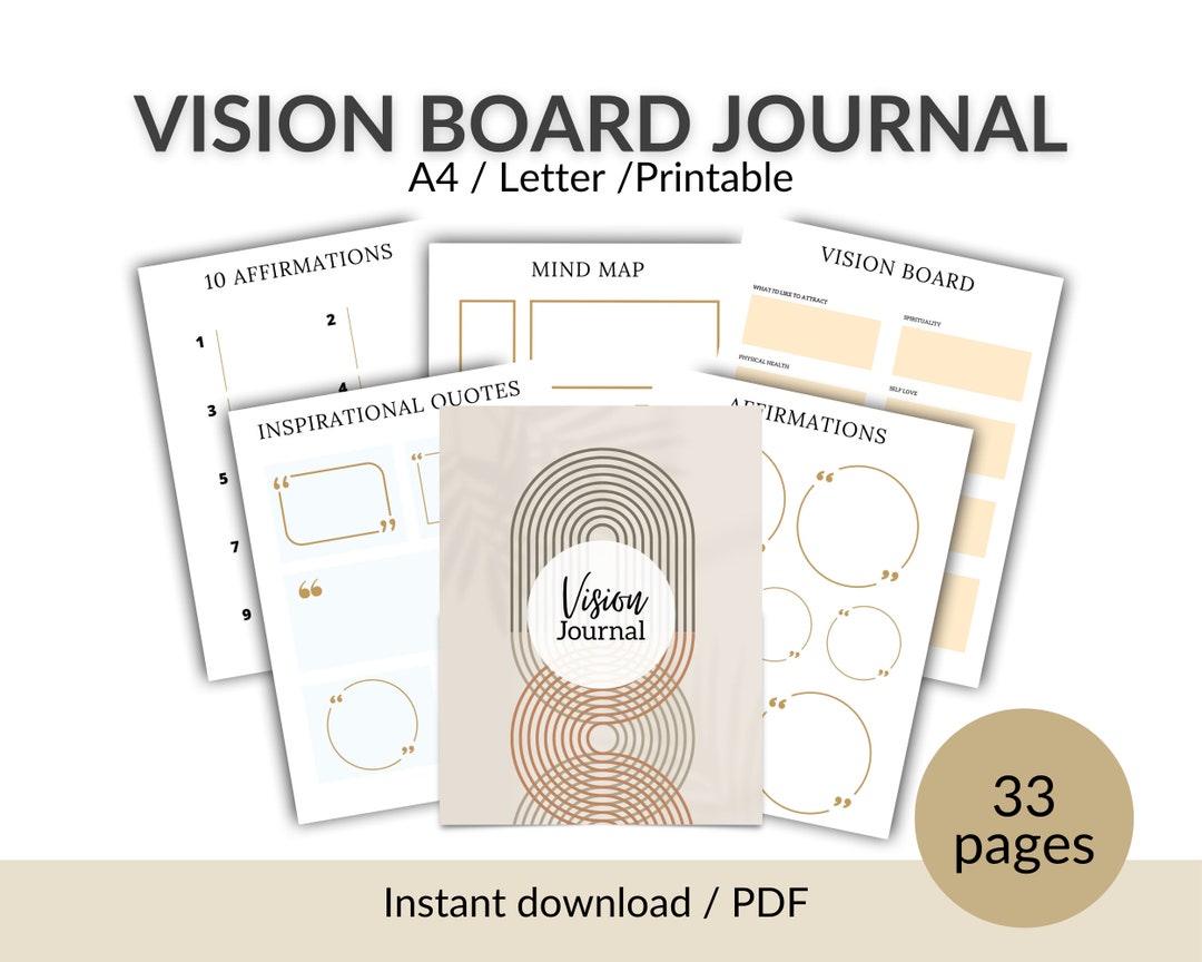 Vision Board Digital | Printable Journaling Pages | Mental Health ...