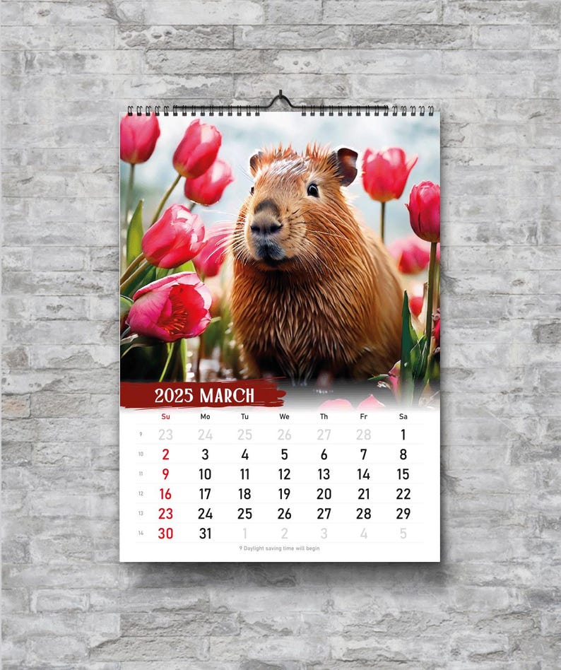 Printable Calendar 2025 CAPYBARA'2025. Calendar Layout in A3 Format ...