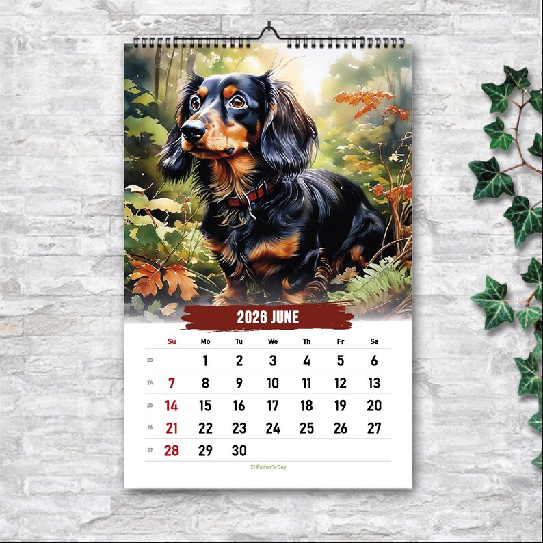 Printable Calendar 2026 the Cutest Year Ever: Dachshund Art (A3 & 11x17 ...