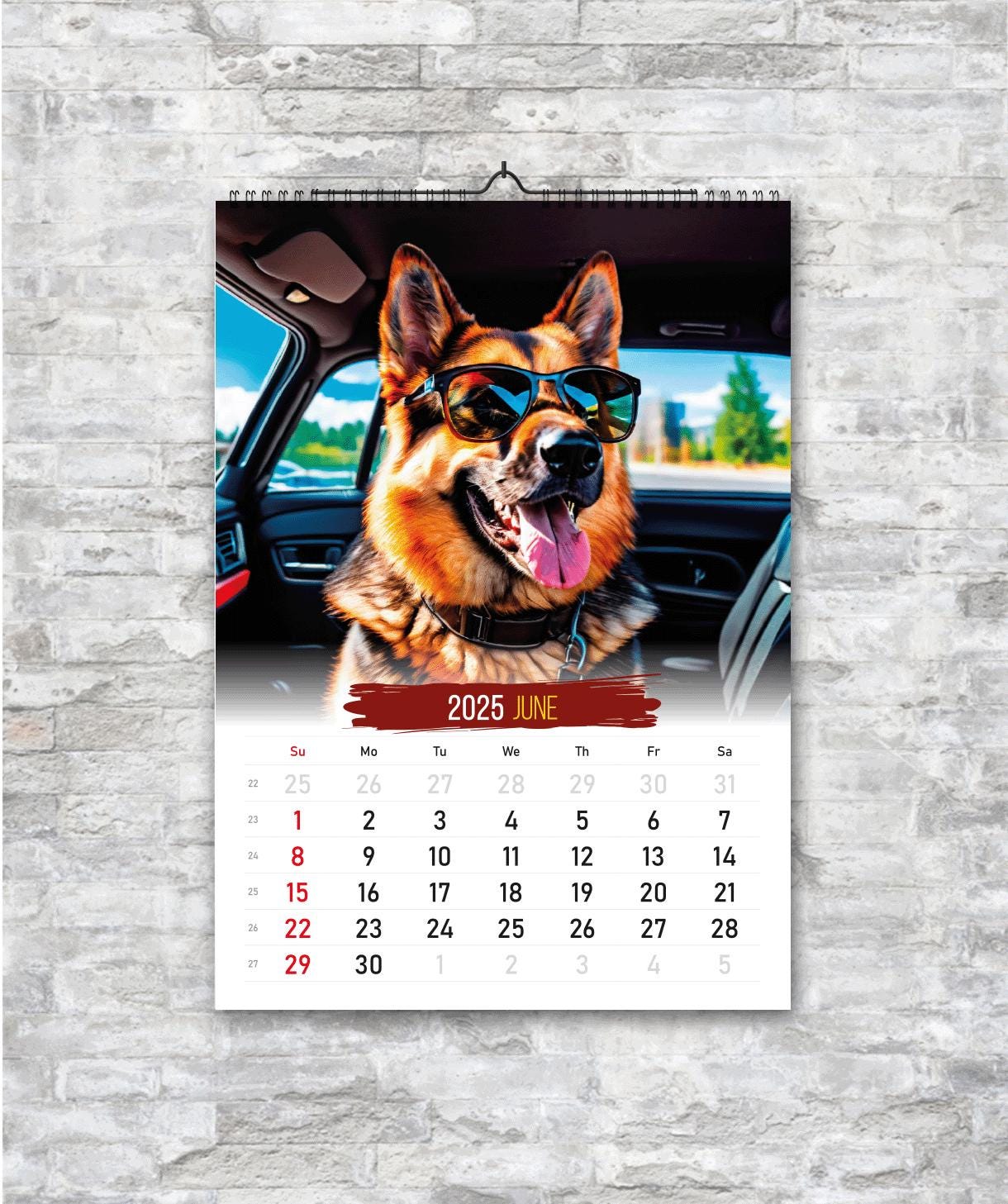 Printable Calendar 2025 German Shepherd 2025. Calendar Layout in A3 ...