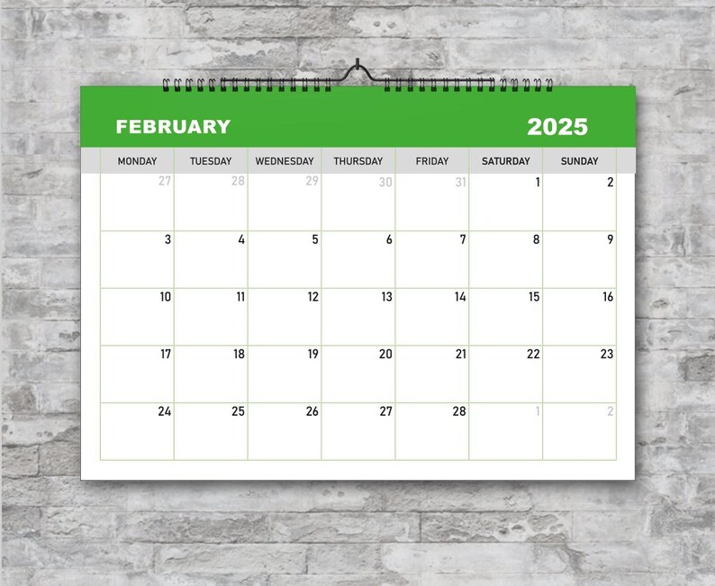 Printable Calendar 2025 Monthly Planner 2025 A3 Landscape Monday Start ...