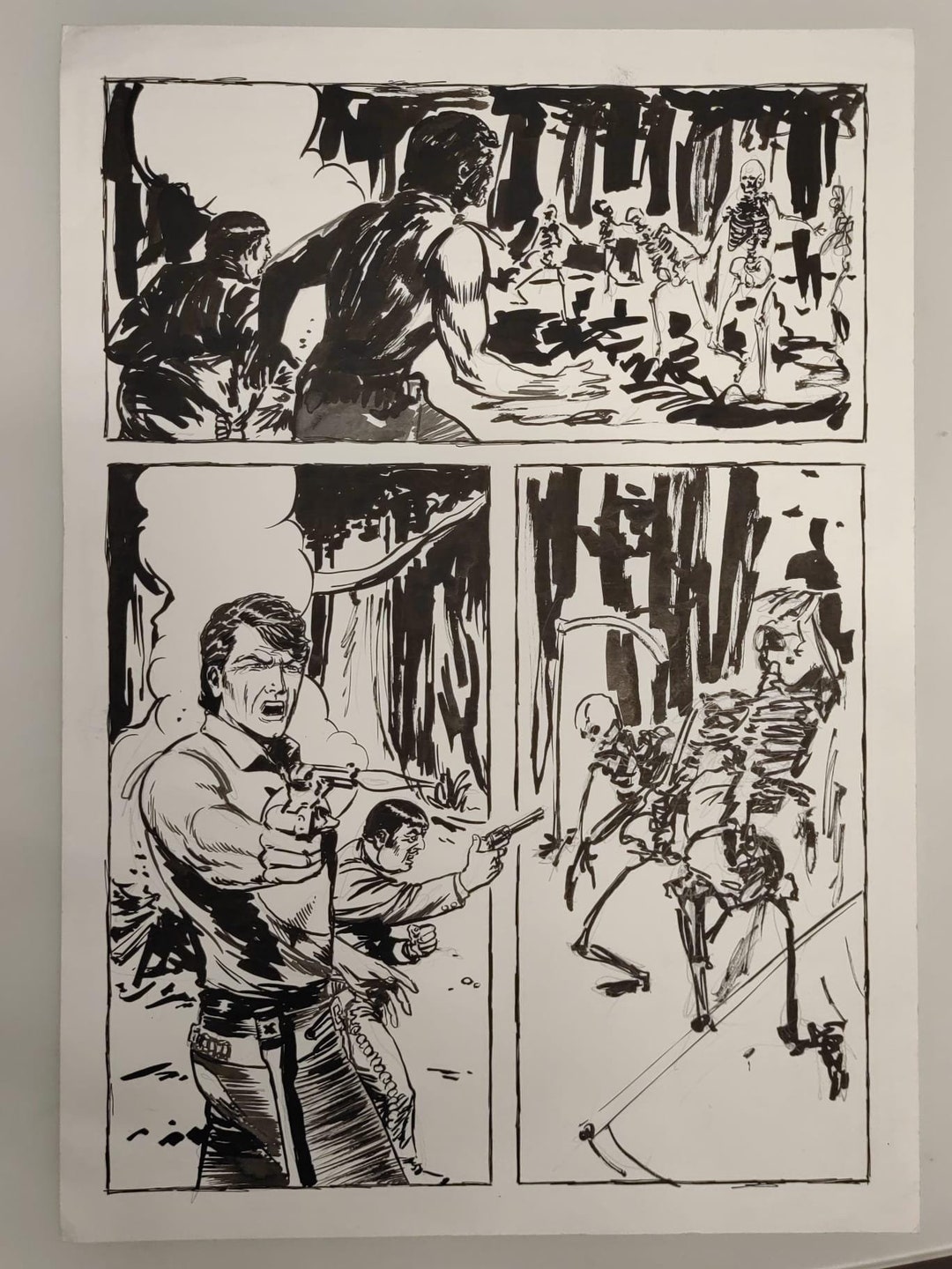 Zagor and Cico Vs Skeletons Original Drawing - Etsy
