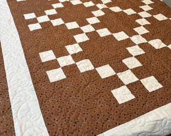 Navy, Brown, and Cream Quilt in Irish Chain Variation - Etsy