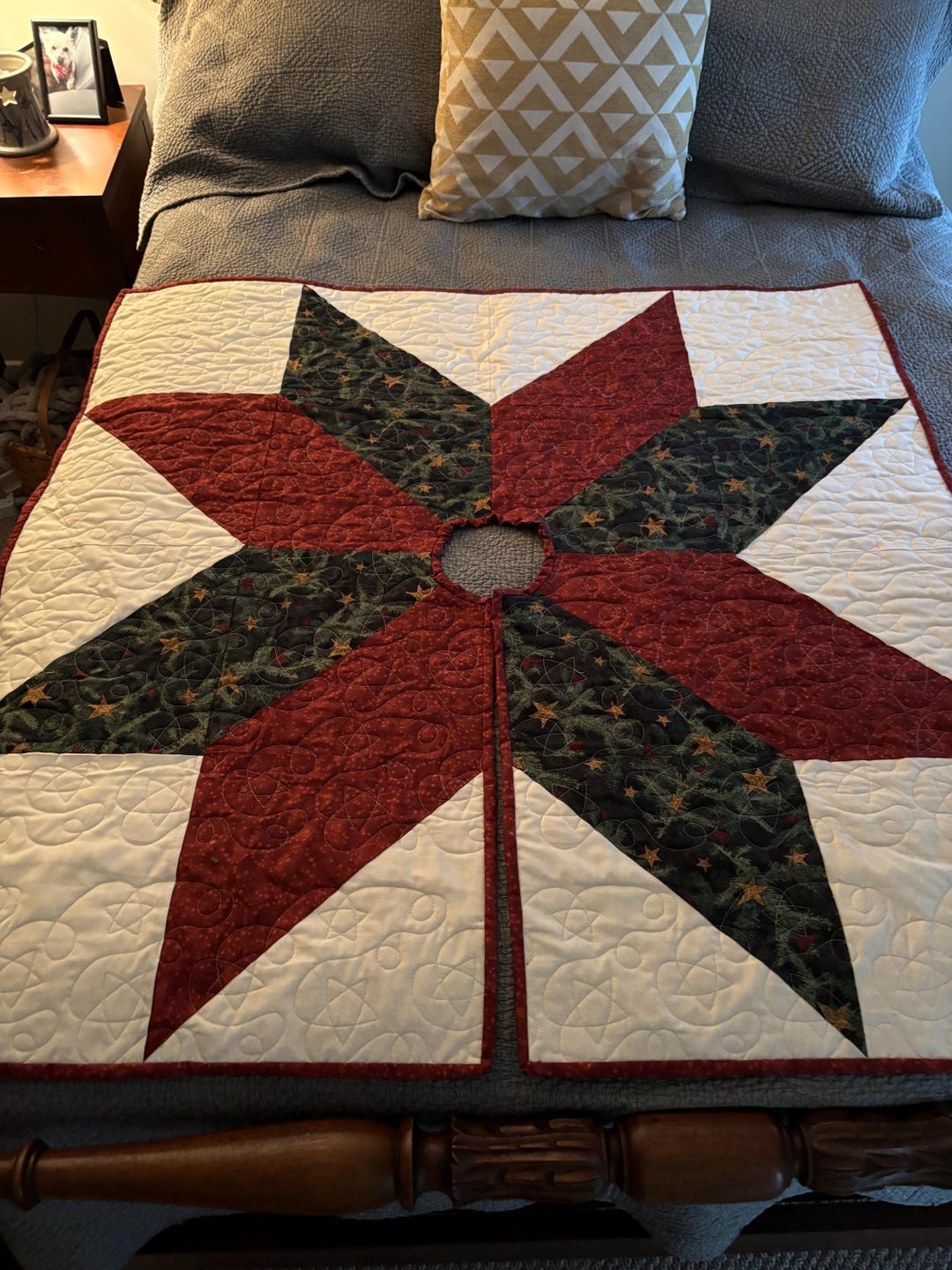 Red and Green Star Christmas Tree Skirt - Etsy