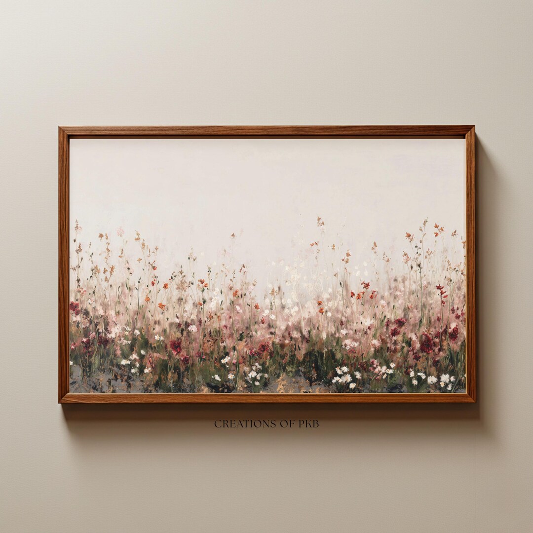 Floral Poster Maroon Blush Wildflower Print Neutral Botanical Wall Art ...