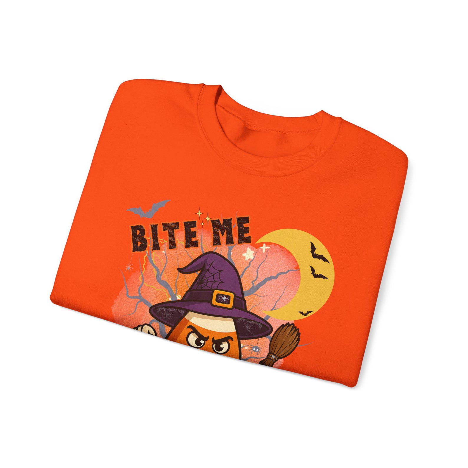 Bite Me Candy Corn Halloween Sweatshirt | Funny Witch Pumpkin Fall ...
