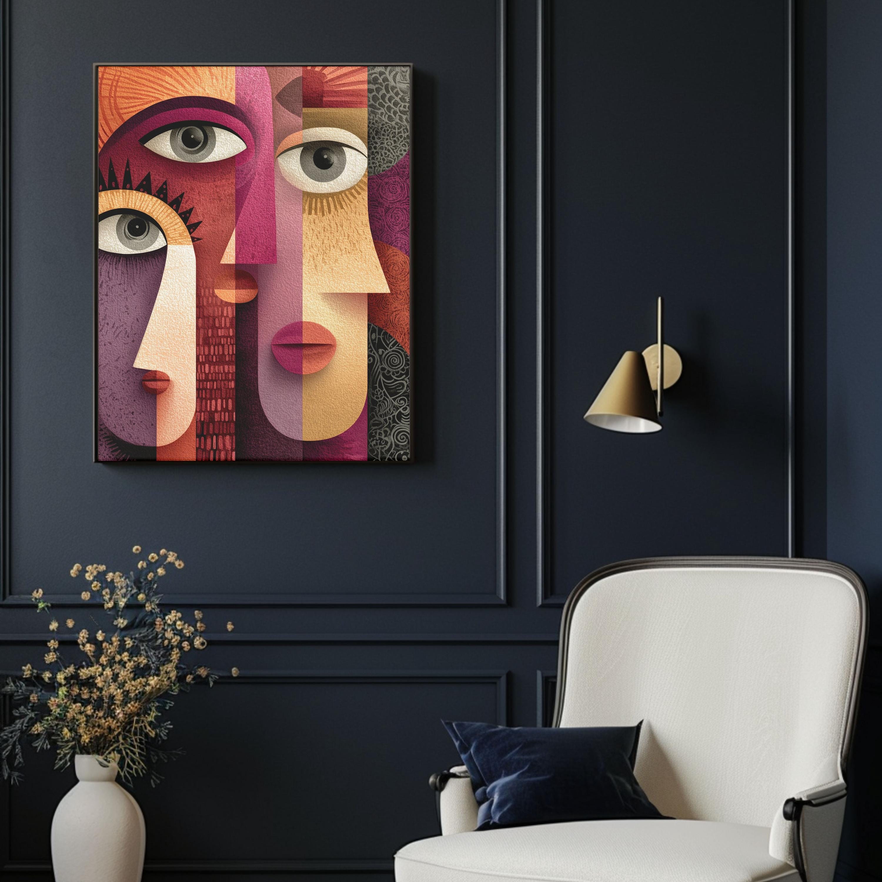 Cubist Face Art Print | Three Eyes, Geometric Portrait - Etsy