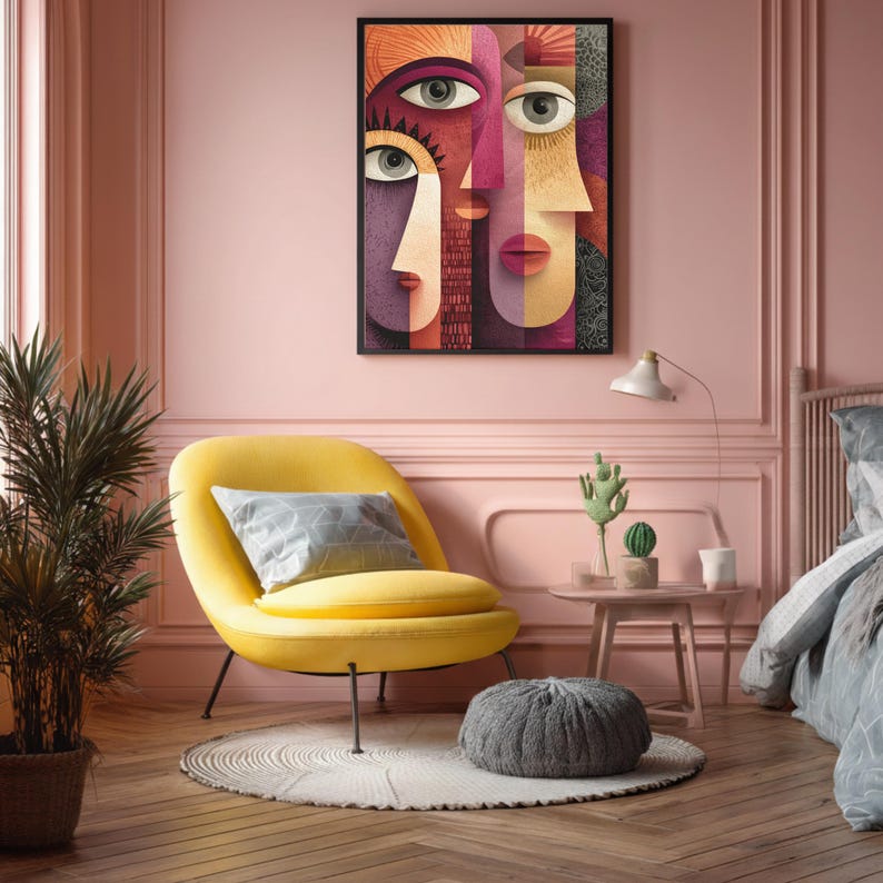 Cubist Face Art Print | Three Eyes, Geometric Portrait - Etsy