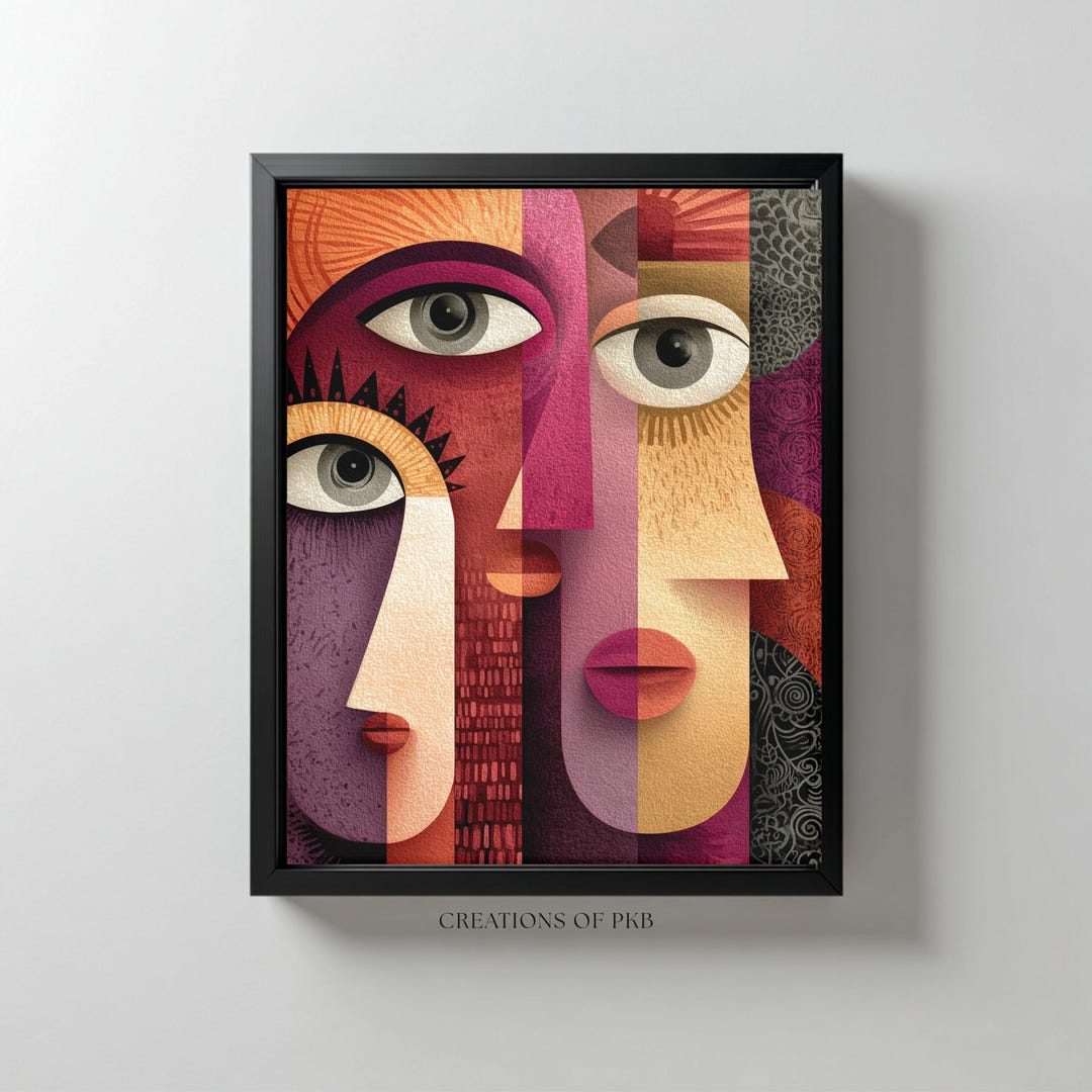 Cubist Face Art Print | Three Eyes, Geometric Portrait - Etsy