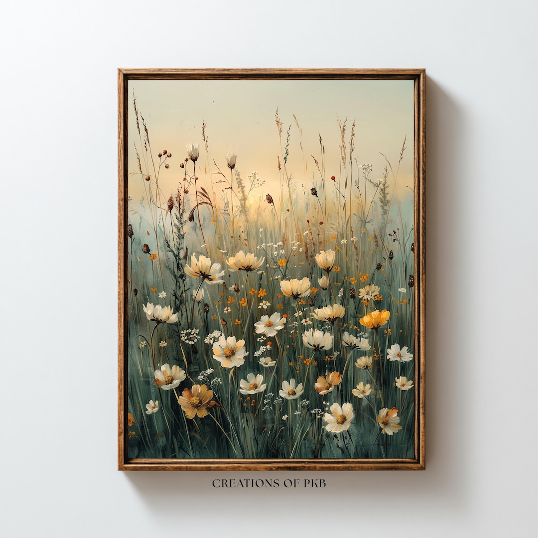 Summer Meadow Wall Art, Wildflower Field Print, Cottagecore Floral ...