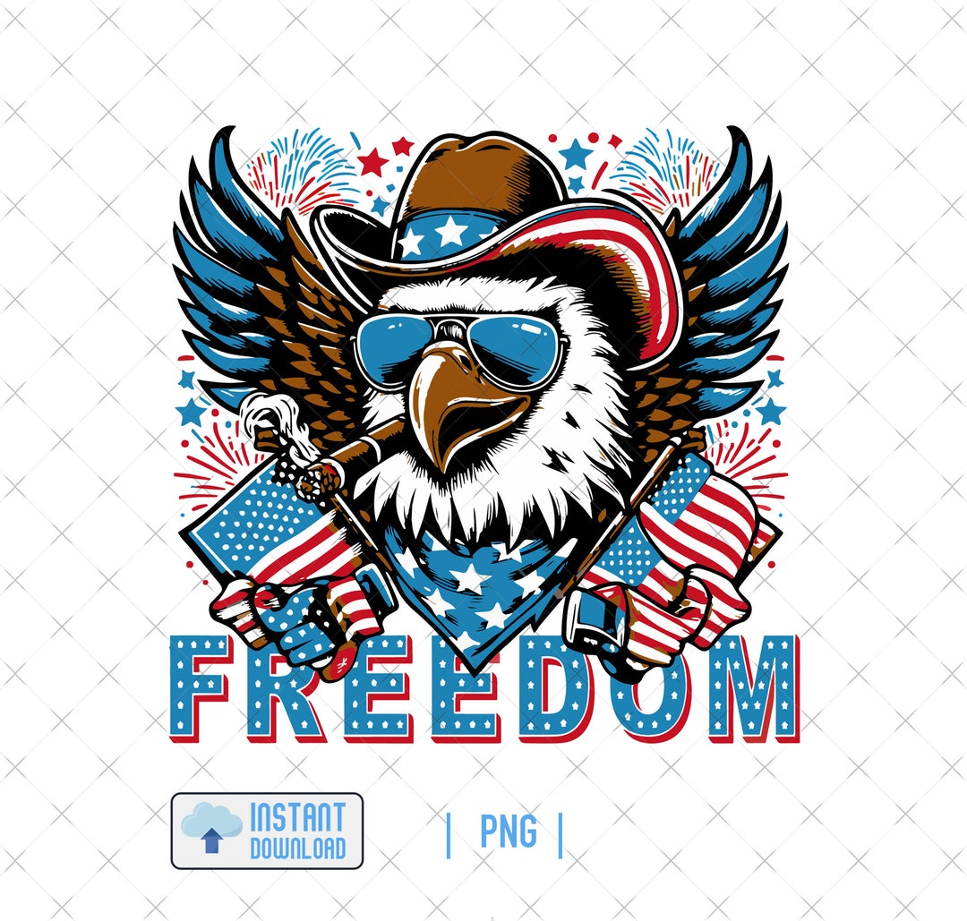 Freedom Eagle Design, July 4th Eagle Flag PNG, Cool Eagle Pride - Etsy