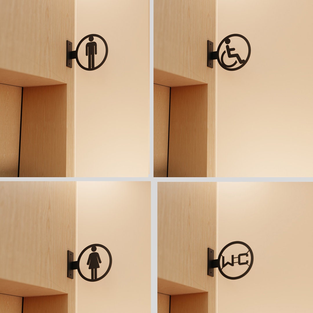 Metal Restroom Sign Disabled Person toilet Sign WC Sign Men's Room Sign ...