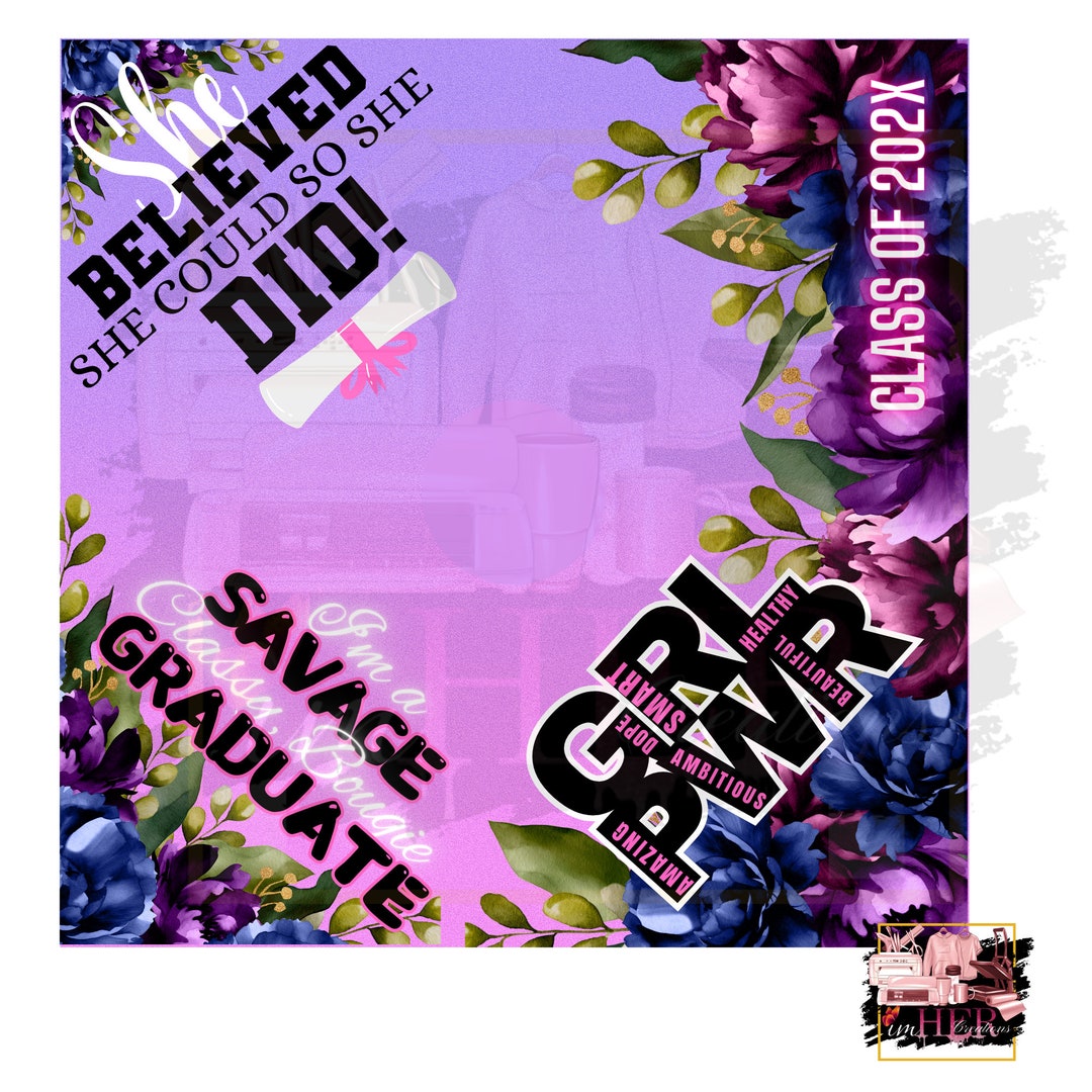 Grad Cap Topper. Pink and Purple Ombre, GRL Power, Graduation Designs ...