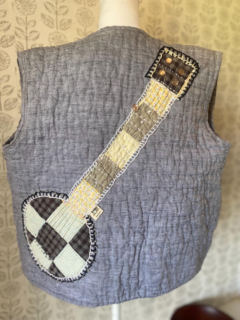 Hand-stitched Vintage Patchwork Banjo Vest - Etsy