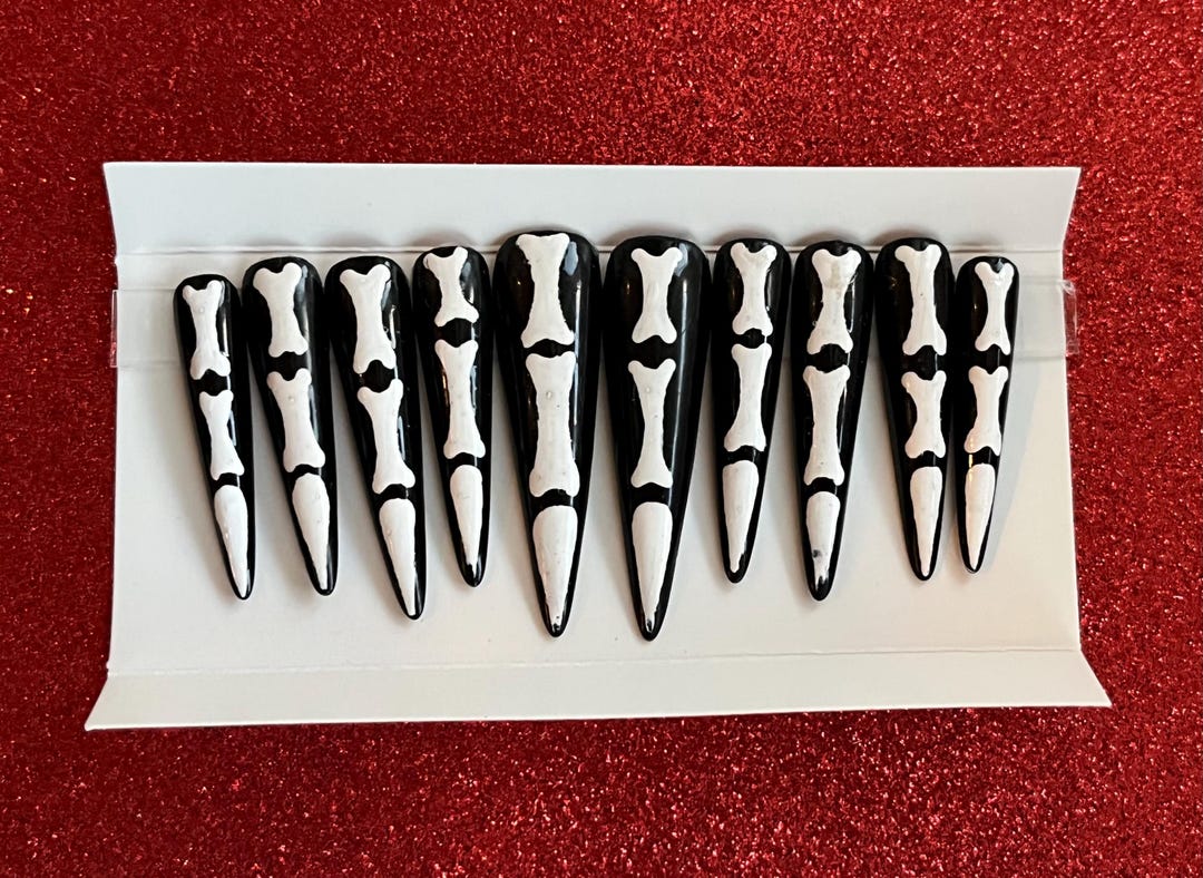 Halloween Press-on Nails | Bone Nails | Spooky Season - Etsy