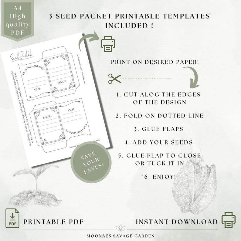 Hand Drawn Seed Packet Template: DIY Seed Saving Envelopes (PDF) - Etsy