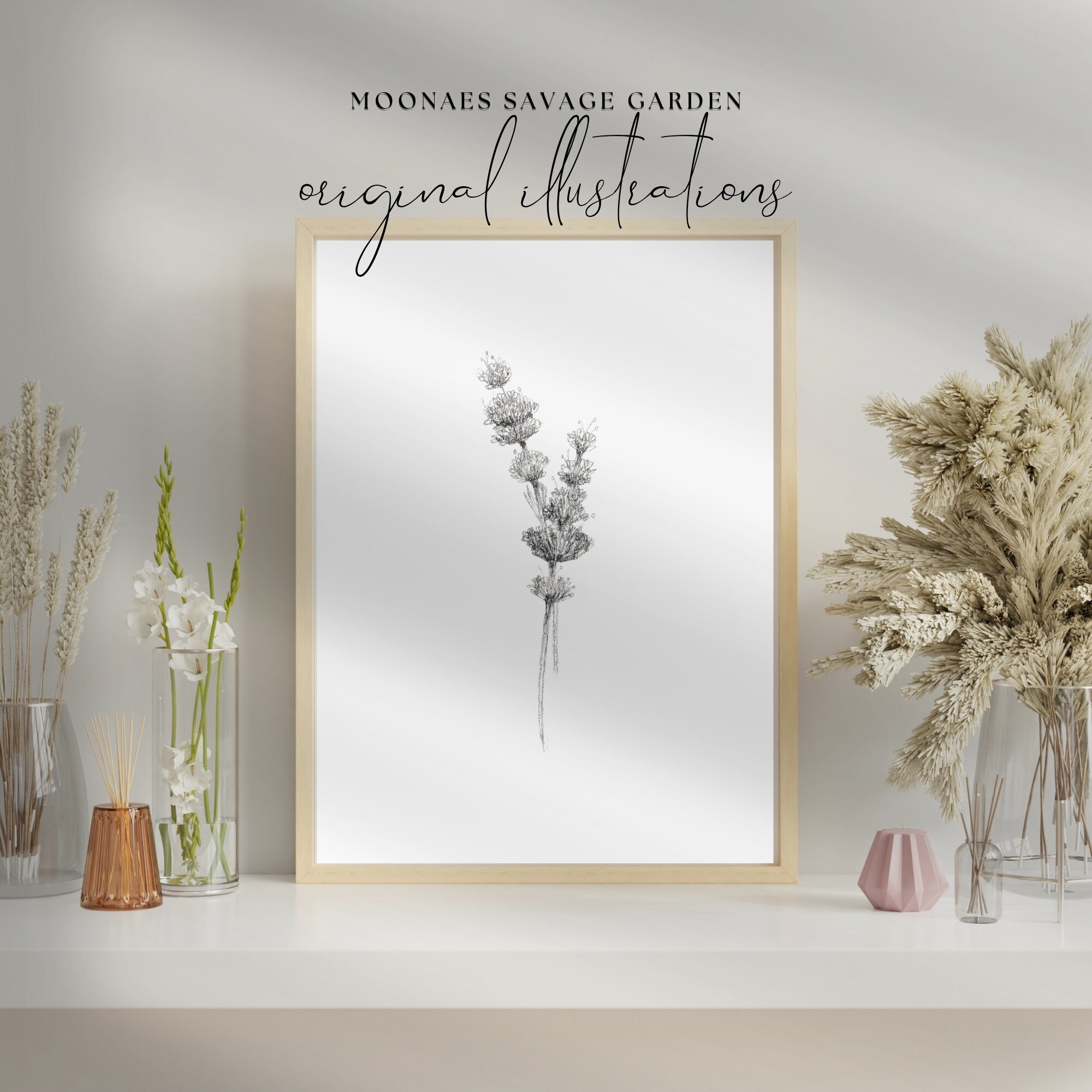 Lavender Flower Hand-drawn Original Unique Art | Vintage Style Original ...
