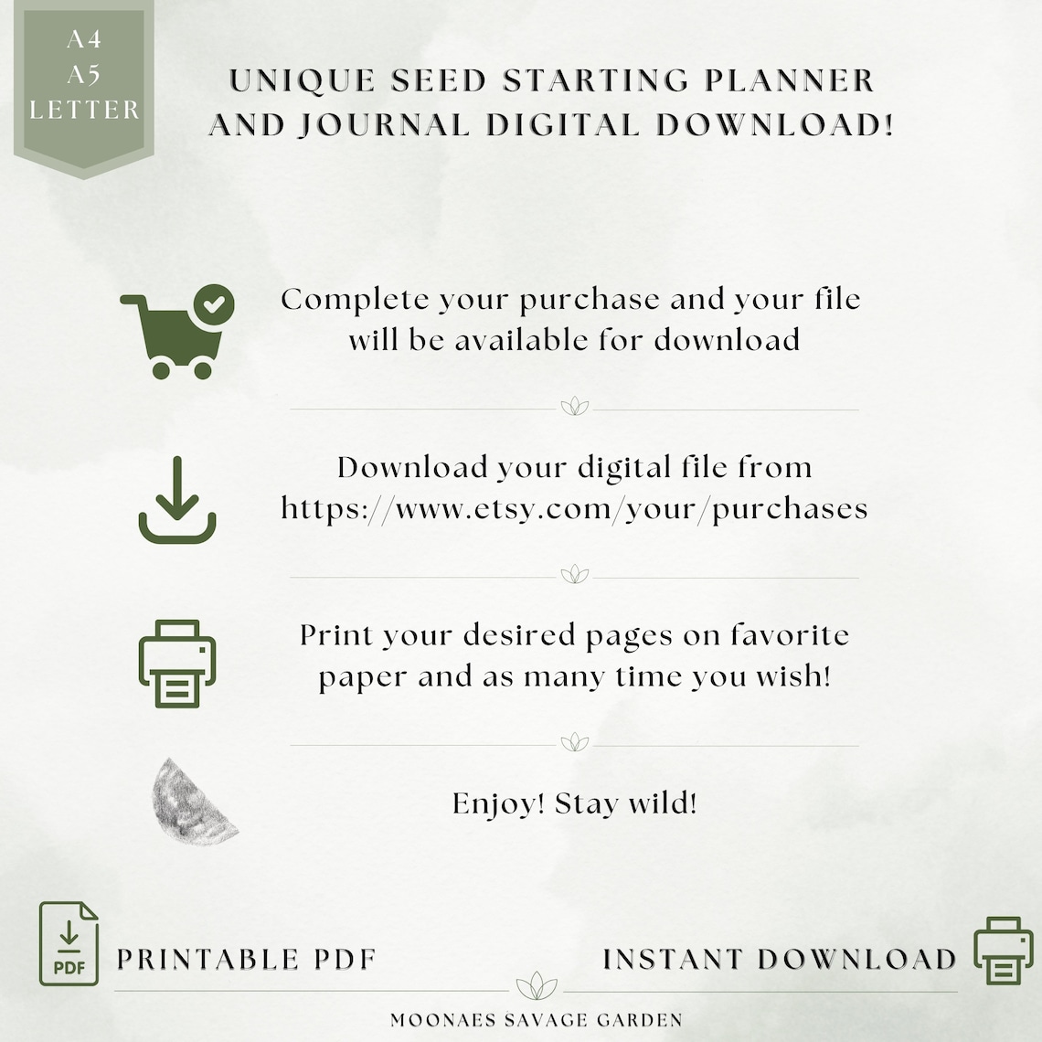 Unique Seed Starting Printable Planner Hand-drawn Art Seed Log Planner ...