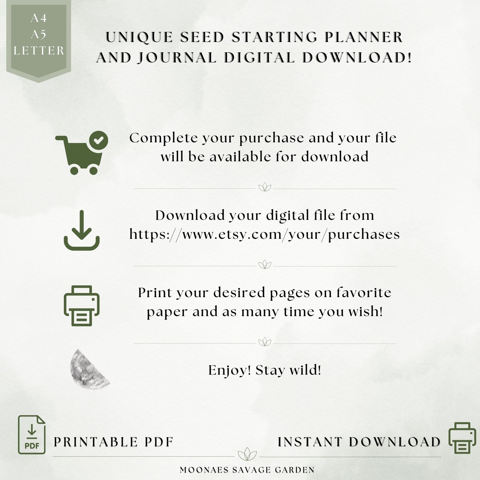 Unique Seed Starting Printable Planner Hand-drawn Art Seed Log Planner ...