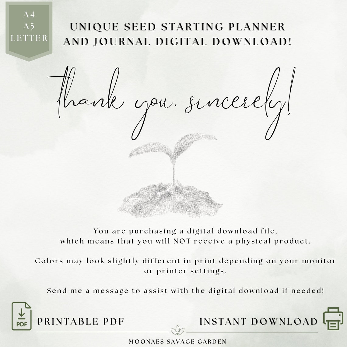 Unique Seed Starting Printable Planner Hand-drawn Art Seed Log Planner ...