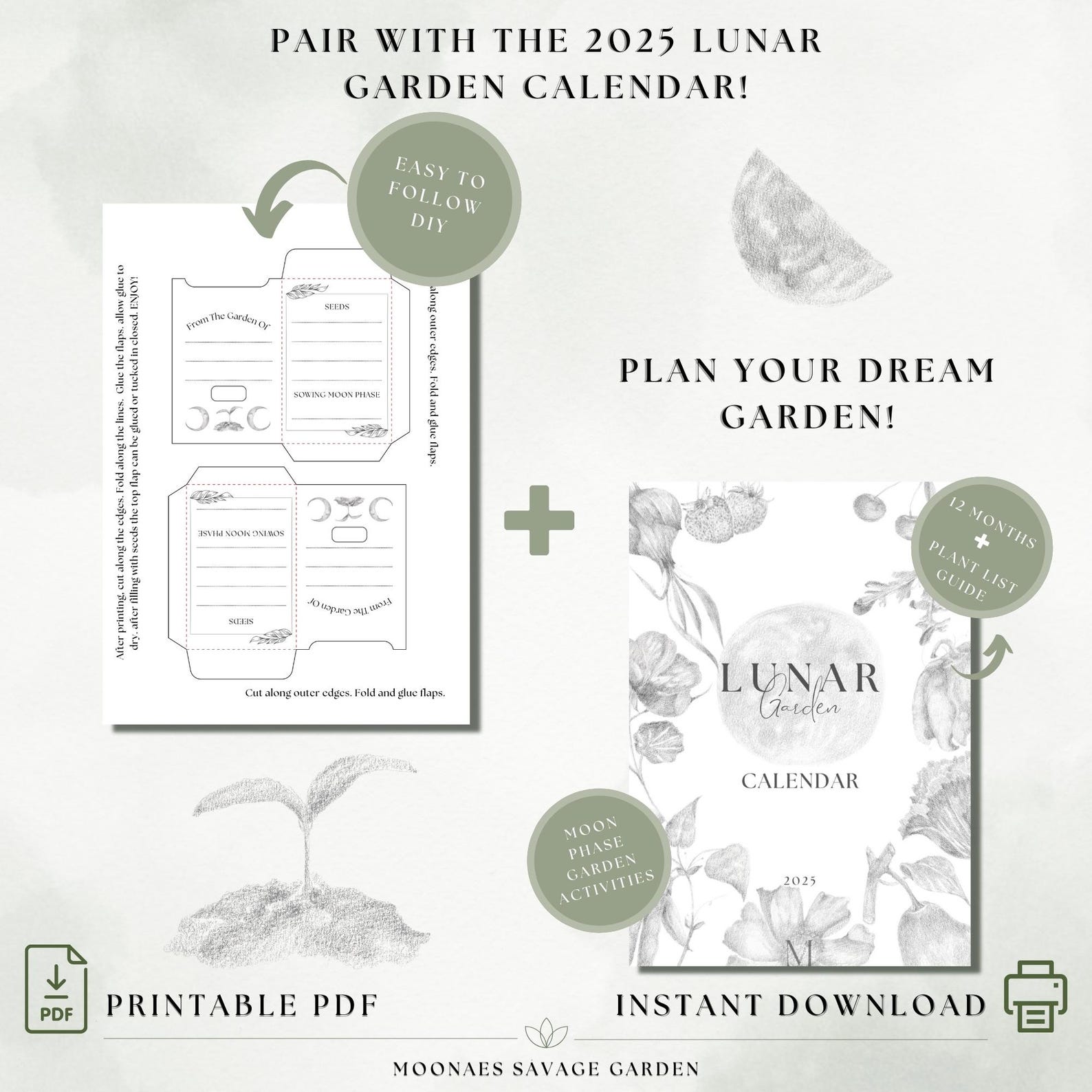 Unique Seed Template DIY Printable PDF| 4 Hand Drawn Designs Printable ...