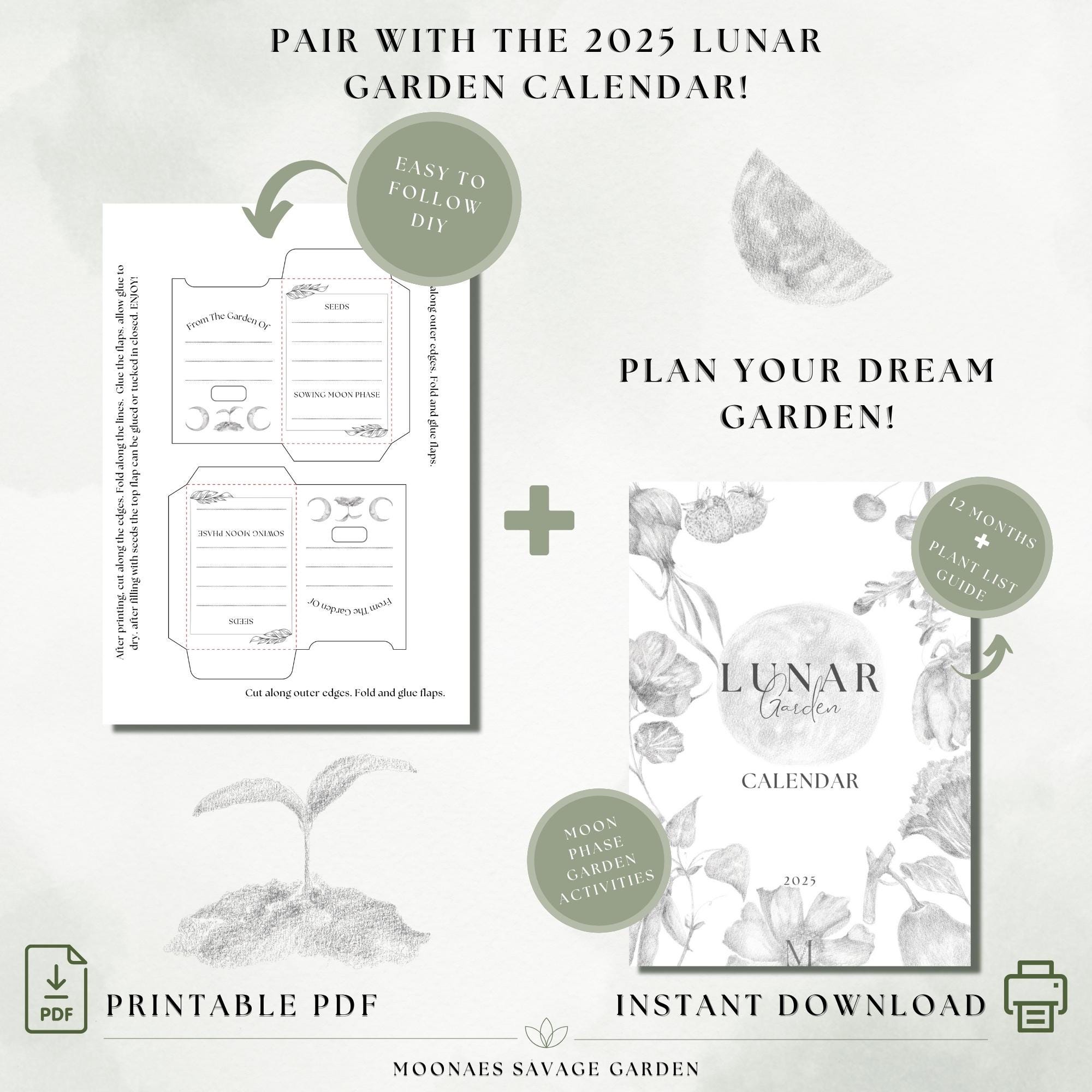 Unique Seed Template DIY Printable PDF| 4 Hand Drawn Designs Printable ...