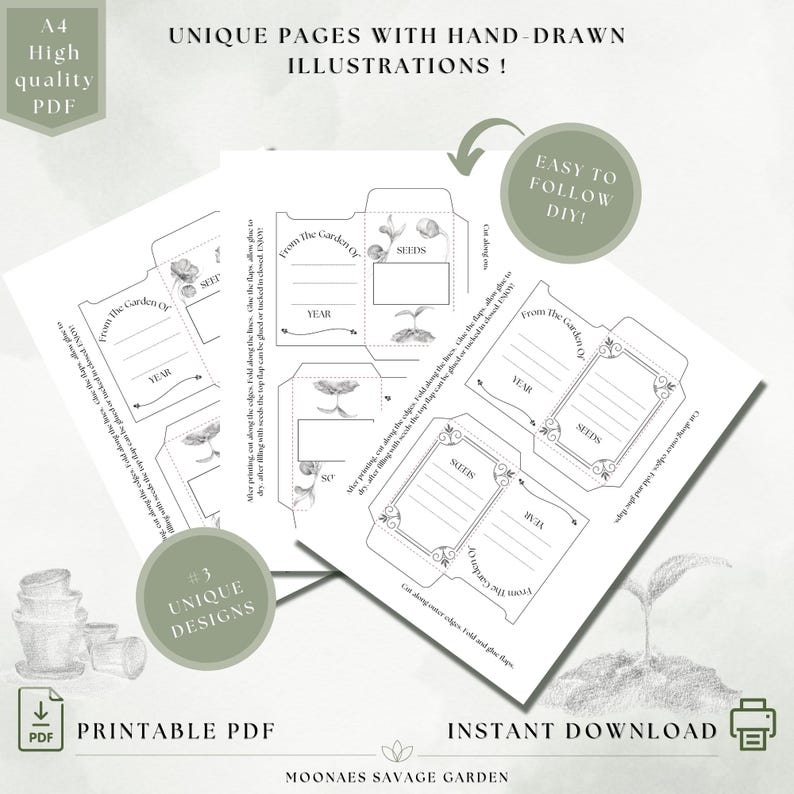 Hand Drawn Seed Packet Template: DIY Seed Saving Envelopes (PDF) - Etsy