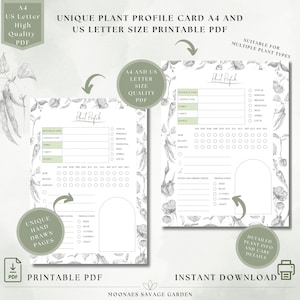 Printable Plant Profile Card | Botanical Plant Profile Page | A4 and US ...