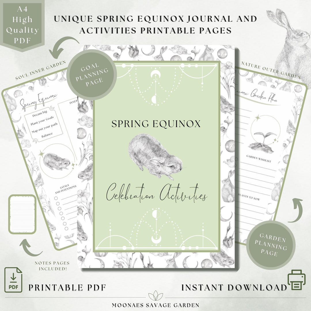 Spring Equinox Journal Pages: Hand-drawn Printable Goal Setting ...