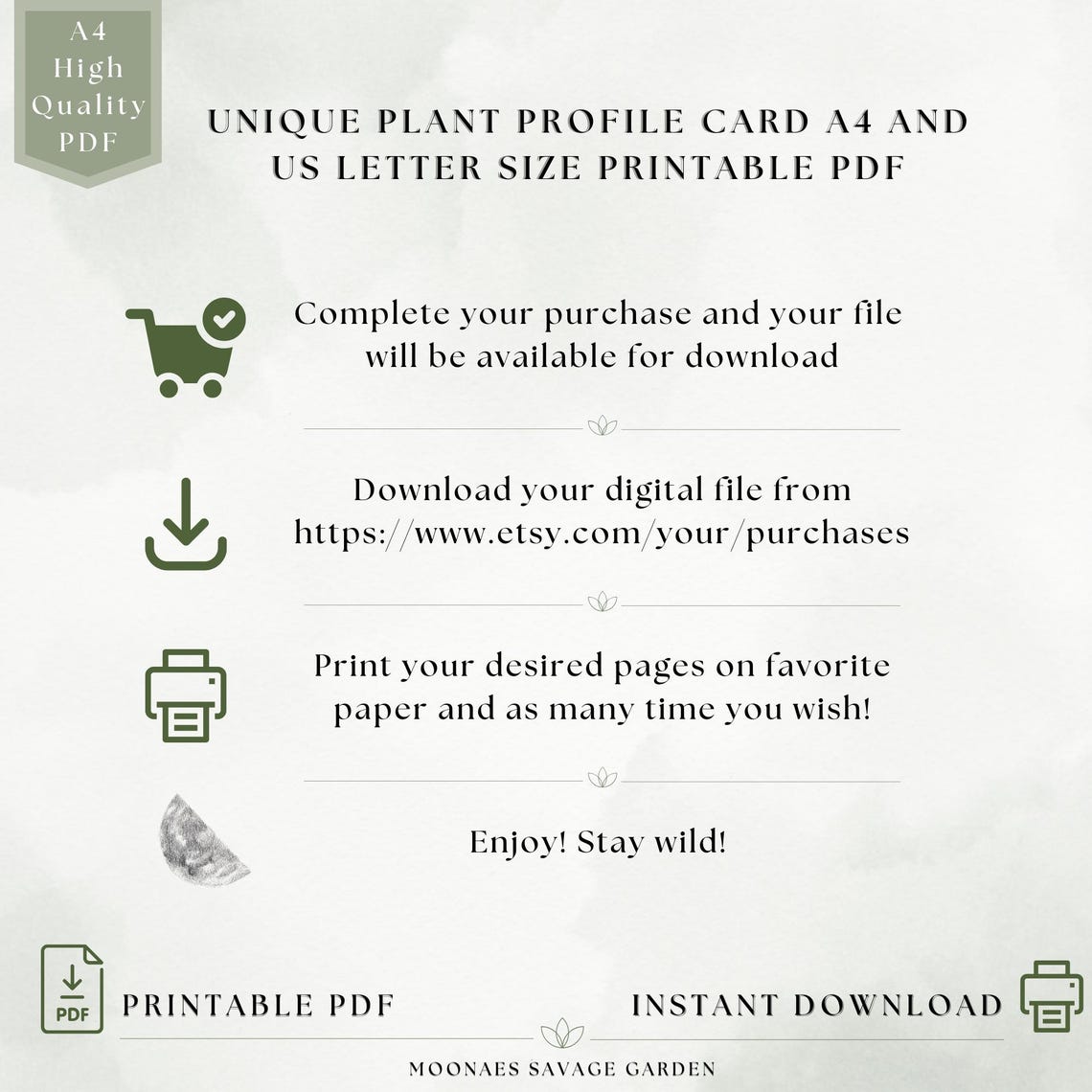 Printable Plant Profile Card | Botanical Plant Profile Page | A4 and US ...