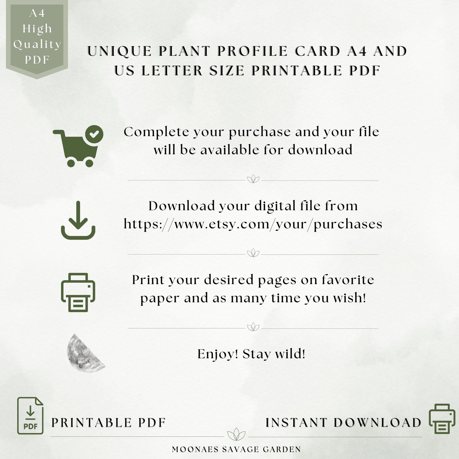 Printable Plant Profile Card | Botanical Plant Profile Page | A4 and US ...