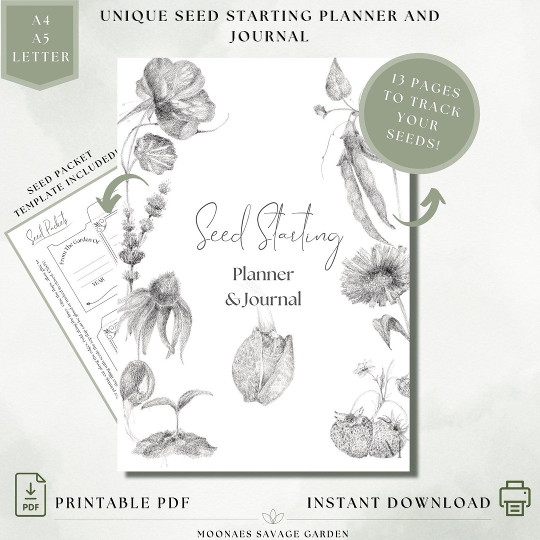 Unique Seed Starting Printable Planner | Hand-drawn Art Seed Log ...