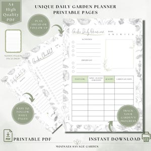 Unique Daily Garden to Do List and Log Printable Pages | Hand-drawn ...