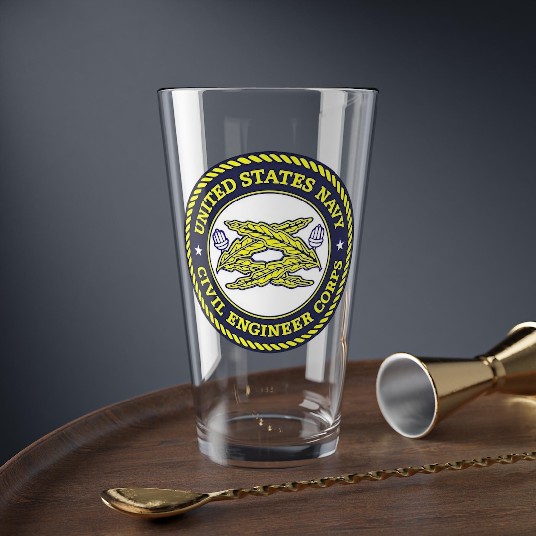 US Navy Civil Engineer Corps 16 Oz Glass Pint Seabee Veteran Gift Sea ...