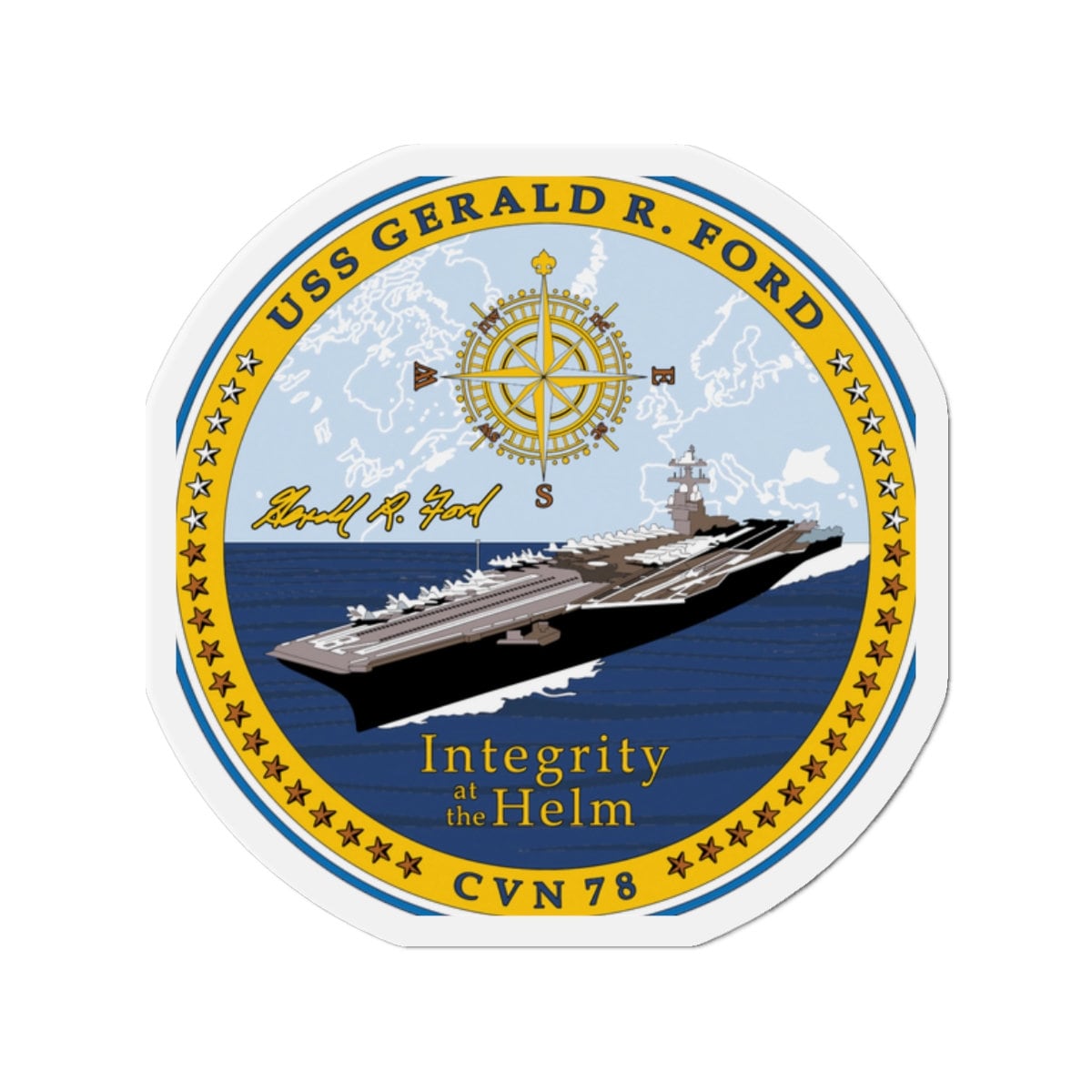 USS Gerald R. Ford CVN-78 Emblem Crest Logo Die-cut Magnet great for ...