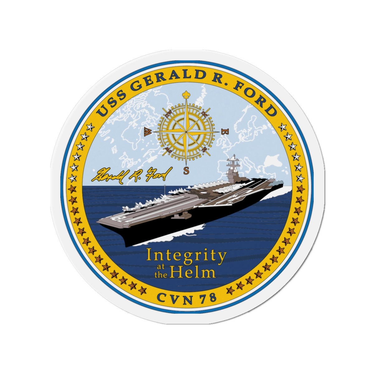 USS Gerald R. Ford CVN-78 Emblem Crest Logo Die-cut Magnet great for ...