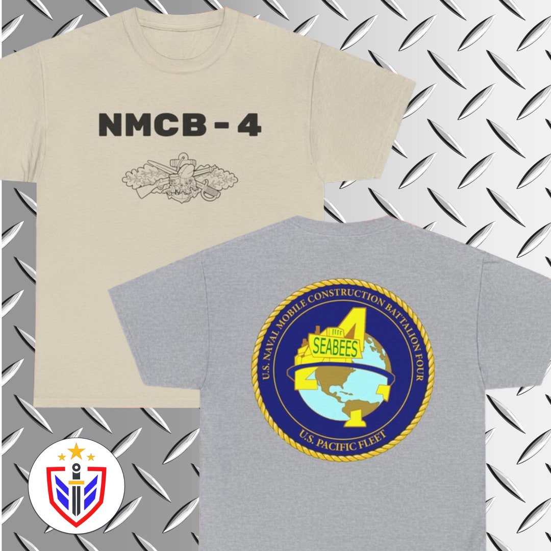 Naval Mobile Construction Battalion Four NMCB - 4 T-shirt With Seabee Combat Warfare SCWS ...