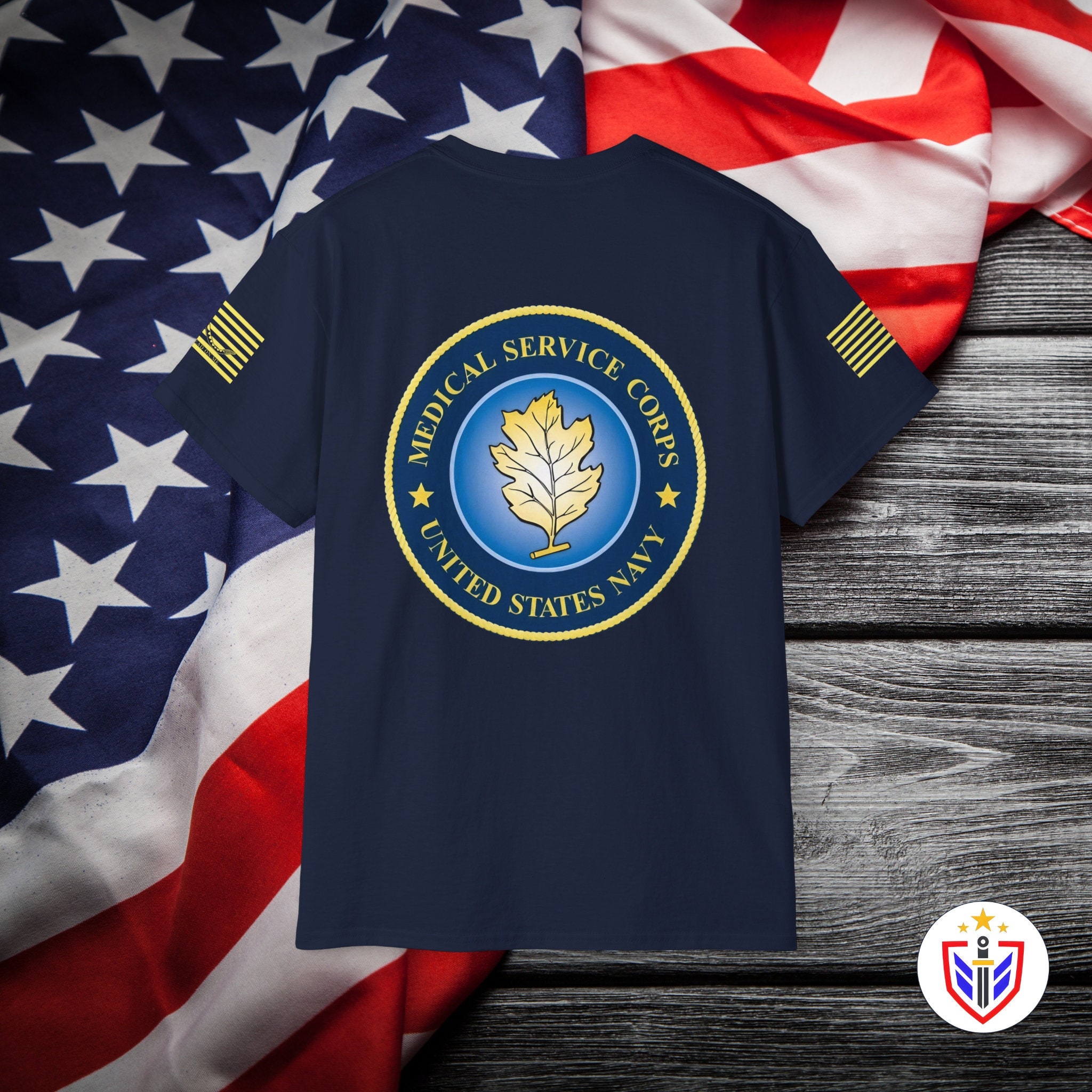 Navy Medical Service Corps back Naval Officer Crest front and Flags on ...