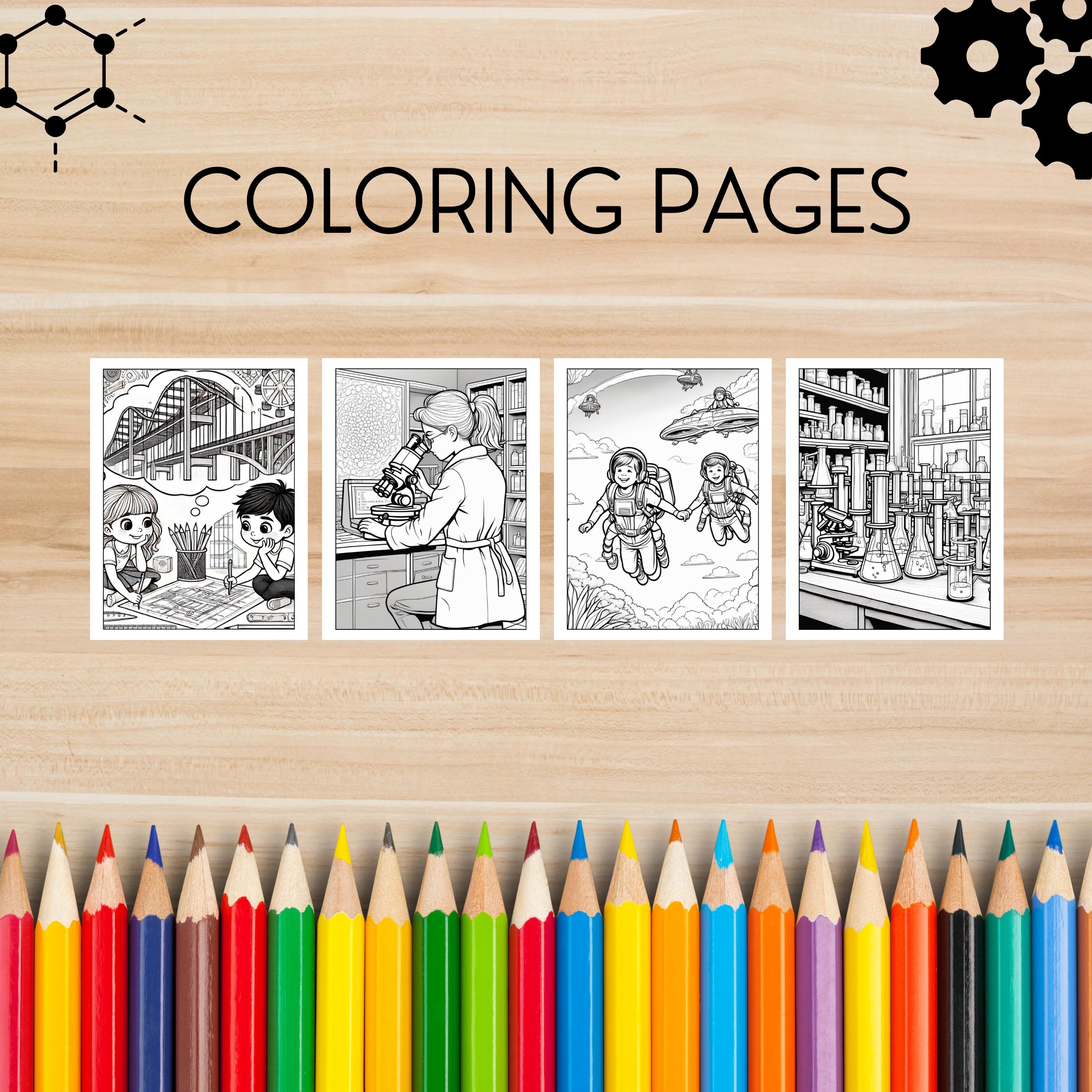 STEM Coloring Pages Science, Technology, Engineering, and Math Coloring ...