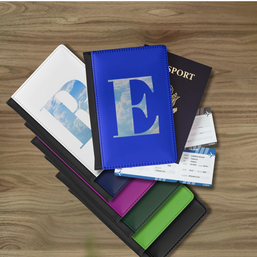 Personalized Sky Initial Cloud Letter Monogram Faux Leather Passport ...