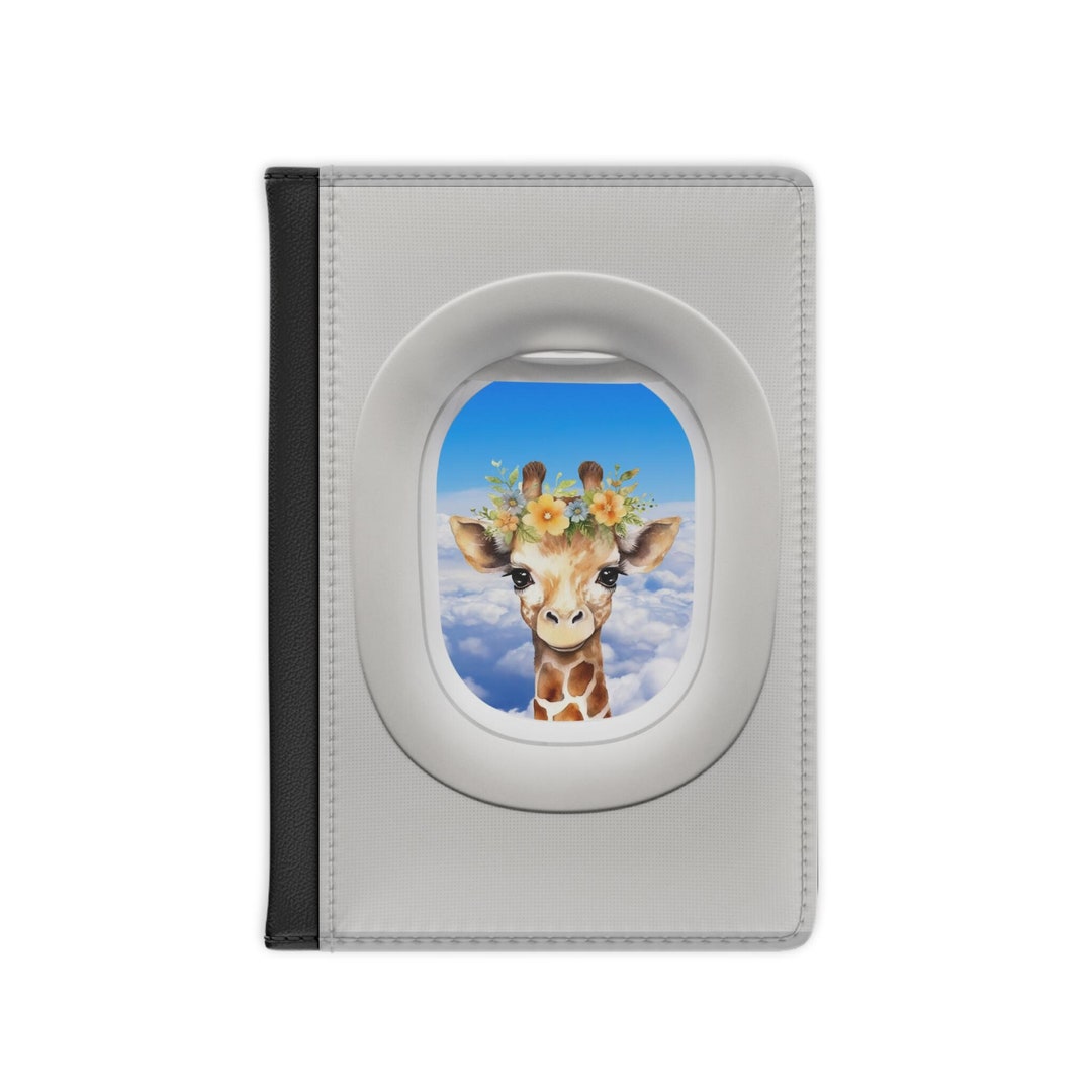 Passport Cover Giraffe in the Airplane Window RFID Blocking Free US ...