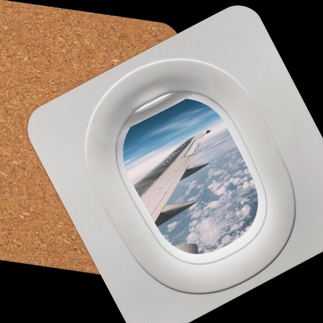 Airplane Window Wing Coaster With Cork Backing Flight Attendant Pilot ...