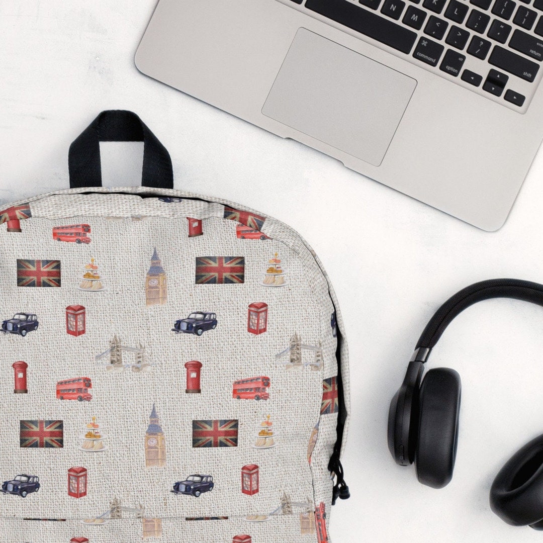 Backpack British Theme Vintage Linen Look England Free US Shipping - Etsy