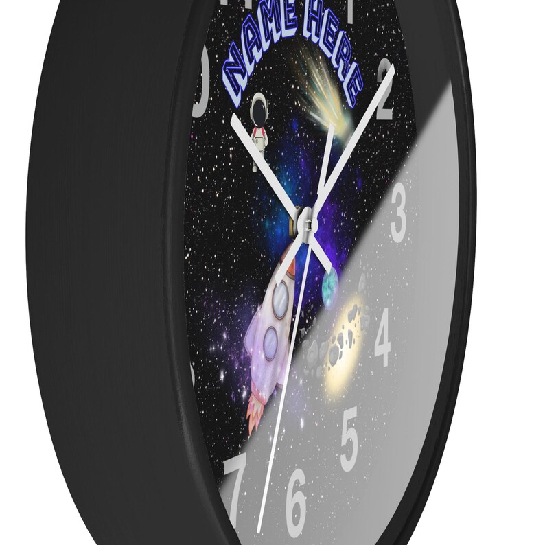 Wall Clock, Personalized Kid's Room Space Theme Decor With Astronaut ...