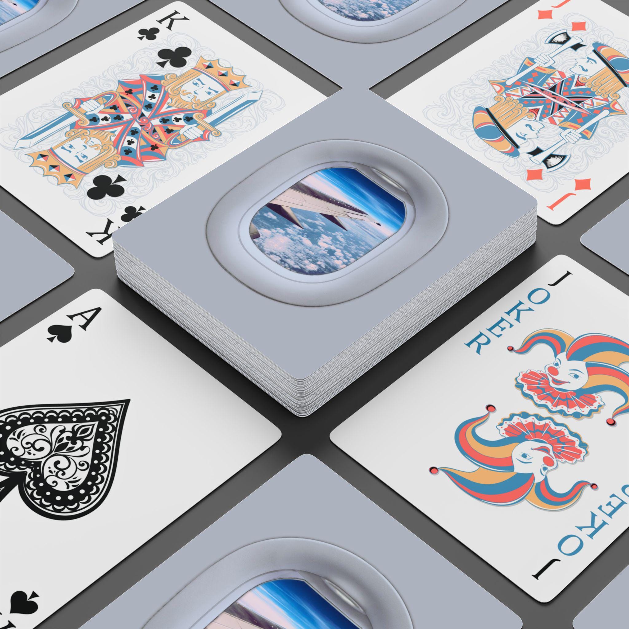 Airplane Window Card Deck With Wing and Clouds View, Playing Cards ...